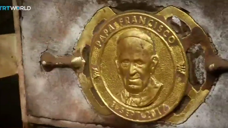 Colombian artist features Pope on memorial coin made from bullet casings